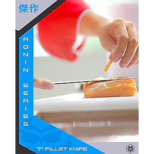 KESSAKU Fillet Knife - 7 inch - Ronin Series - Flexible - Razor Sharp - Forged 7Cr17MoV High Carbon Stainless Steel - Boning, Trimming, Skinning - Wood Handle with Blade Guard