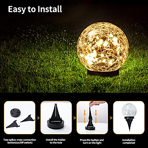 JKIMK Solar Globe Lights Outdoor Waterproof-Solar Balls Garden-Cracked Glass Ball Solar Lights Outdoor-Solar Orbs Outside-Outdoor Decorations Patio & Yard Lawn Backyard Decor (GUO-XBQ-2-2-2)