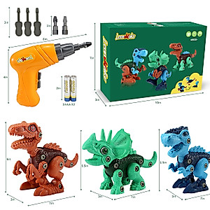 LeonMake Dinosaur Toys for Kids 3-5: Take Apart Dinosaur Toy for 3 4 5 6 7 8 Year Old Boys Girl | STEM Construction Building Dinosaur with Electric Drill | Boys Toys Age 6-8 | Birthday Gifts
