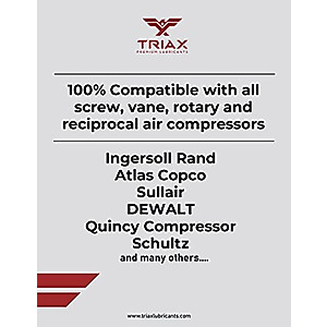 TRIAX Kompressor MV ISO 46, Multi Vis, Full Synthetic Air Compressor Oil, Non-Detergent, Rotary, Vane, Screw, Reciprocal, High Temp, 20,000 Hour Life (1 Gallon)