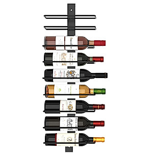 C&AHOME Wall Mounted Wine Rack, 9 Bottle Wall Mounted Wine Rack, Adjustable and Separable Metal Hanging Wine Bottle Holder, Freely Wall Wine Rack for Kitchen Pantry Bar Wine (1)