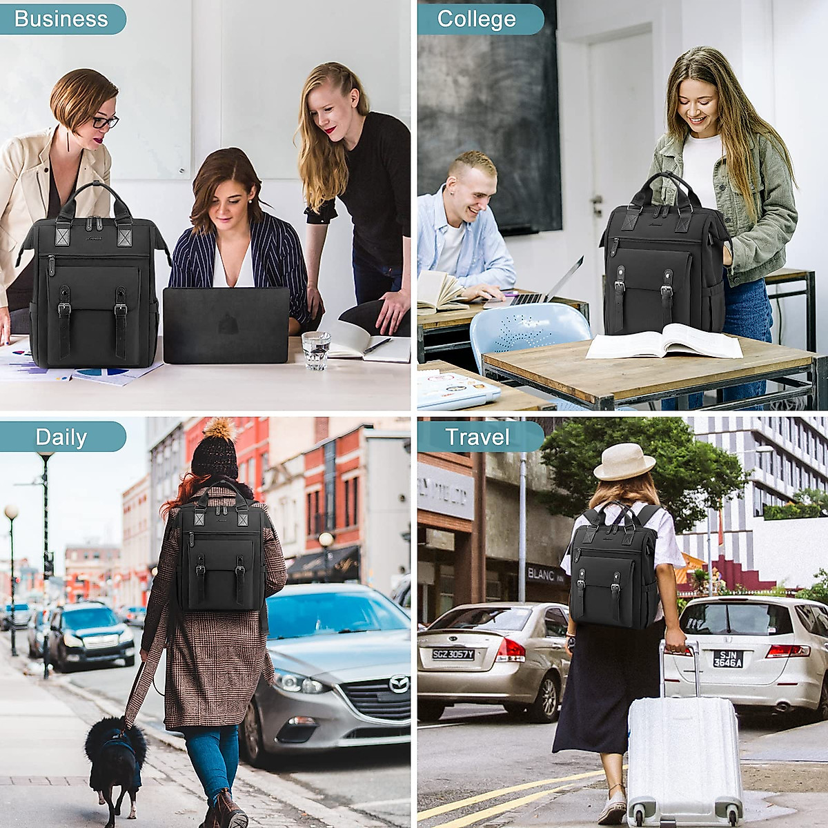 LOVEVOOK Laptop Backpack for Women, Teacher Nurse Bag Work Travel Computer Backpacks Purse,Water Resistant Daypack with USB Charging Port, 17.3 inch