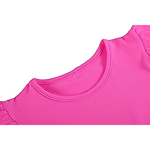 LNKXRTY Toddler Girls Cotton Dress Double Flutter Sleeve Baby Ruffle Dress Kids Casual Swing Dresses 392 Rose Red 90