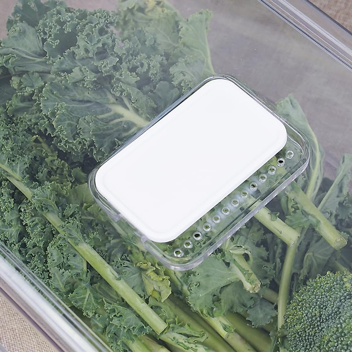 GREENTEC Fridge Organizer, Stackable Storage Container, Refrigerator Drawer, Pull Out Organization Bin for Kitchen, Closet, Sliding Freezer Organizer, Large, BPA Free