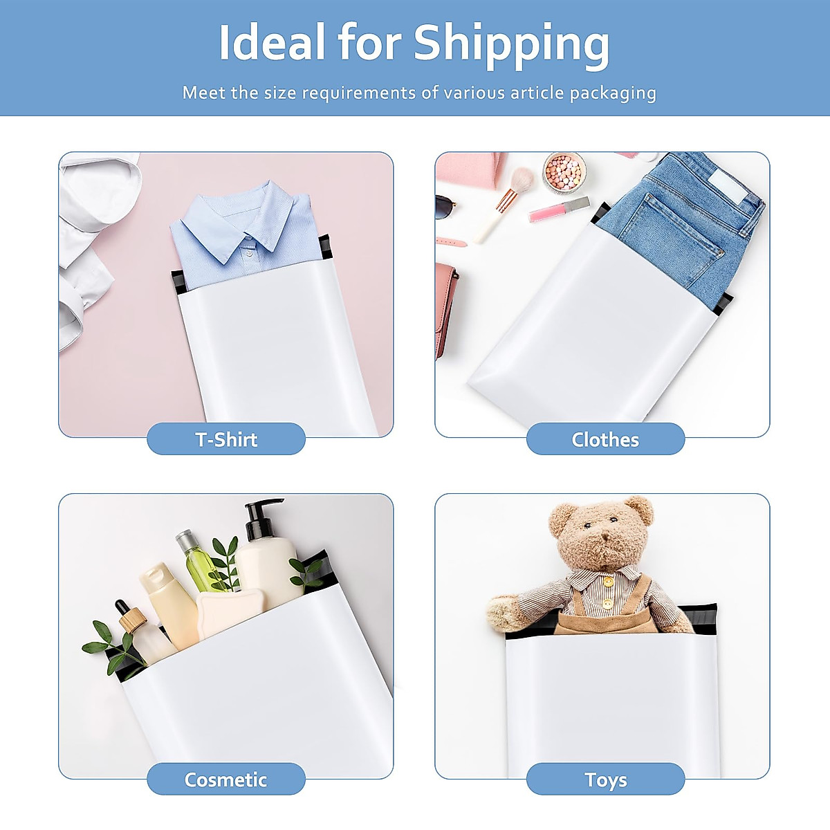 Metronic Poly Mailers 10x13 100 Pcs | Medium Shipping Bags for Clothing | Mailing Bags for Small Business, Shipping Envelopes,Packing Bags in White