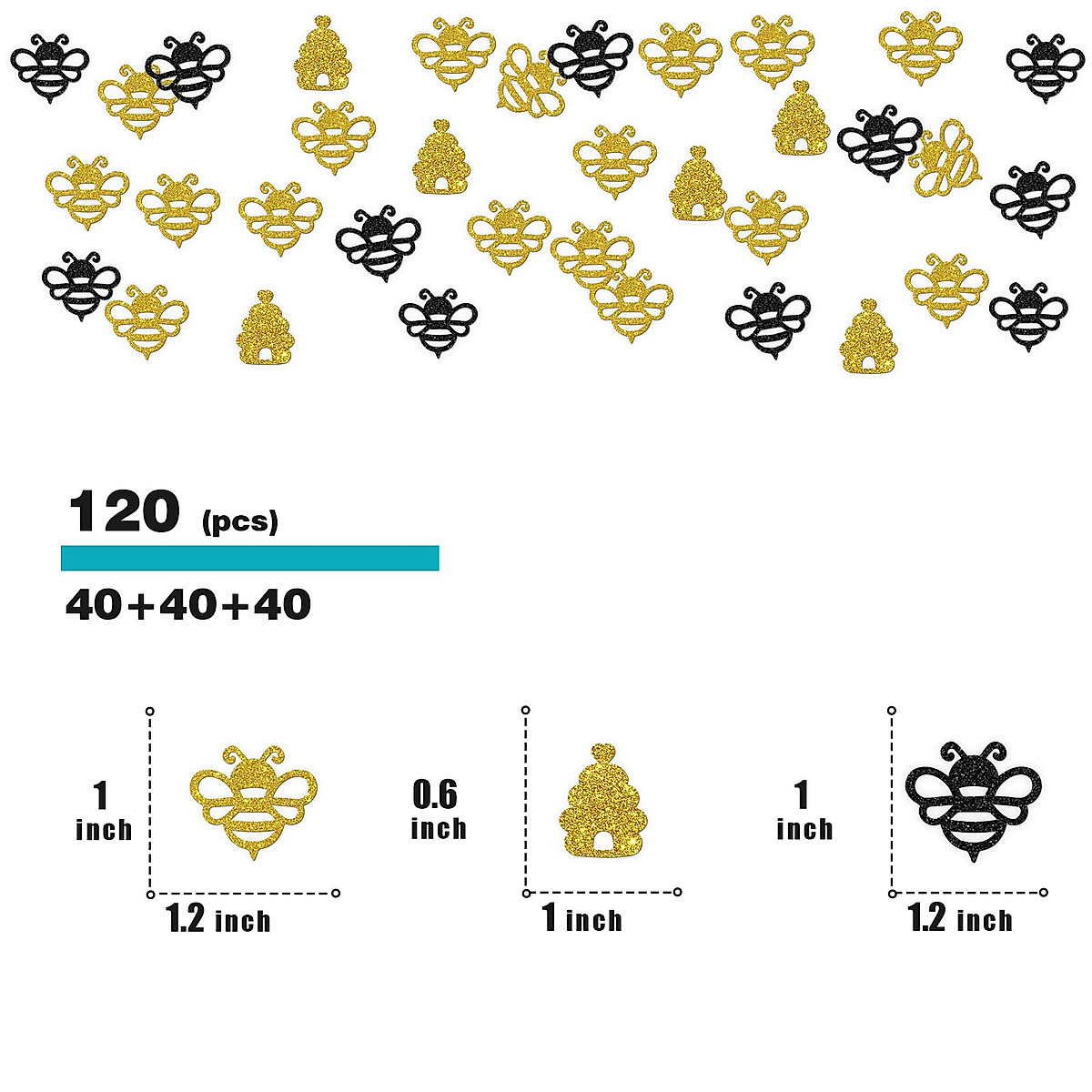 Ambishi 120pcs Bumble Bee Confetti, Bee Theme Birthday/Baby Shower/Wedding/Bridal Shower Party Decoration, Bumble Bee Paper Confetti Table Scatters Decoration