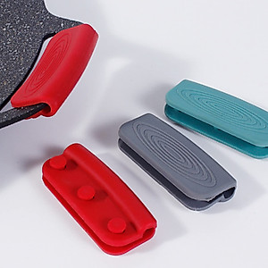 Silicone Pot Handle Sleeve, 12 Pcs Cast Iron Handle Cover, Anti-Slip Silicone Skillet Handle Cover with Buckle, for Frying Cast Iron Skillet Pan, Reusable (3 Colors)