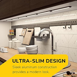 GETINLIGHT 12-inch Plug-in LED Under Counter Lights for Kitchen, Day Light 5000K, Pack of 6, IN-0110-26-SN-5K