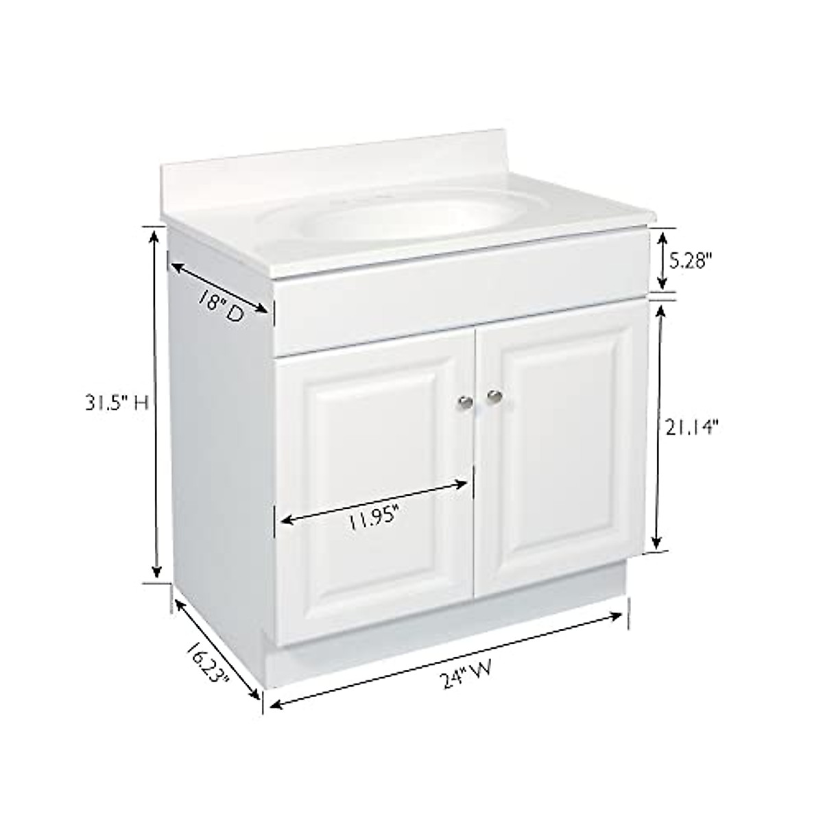 Design House Wyndham Unassembled Bathroom Vanity Cabinet Without Top, 24 in, White