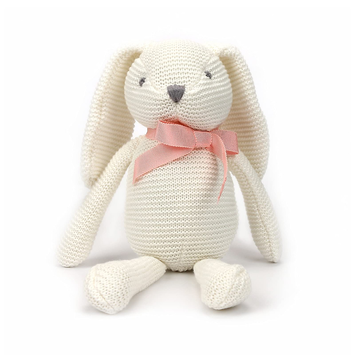 FLUFFYFUN Organic Baby Toys White Bunny Rabbit Stuffed Animal 7.1"