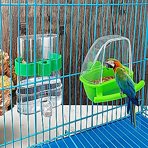 2Pcs Bird Feeder Water Dispenser for Cage Parakeet Bird Water Hanging Feeder Cup Plastic Food Feeding Box Pet Cage Accessories Seed Food Holder for Small Birds Parrots Cockatiel Budgies