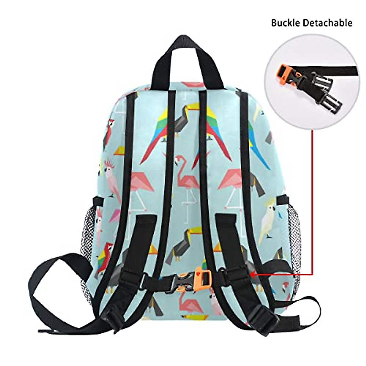 Glaphy Custom Kid's Name Backpack, Cute Parrots Birds Flamingo Geometric Toddler Backpack for Daycare Travel Personalized Name Preschool Bookbags for Boys Girls