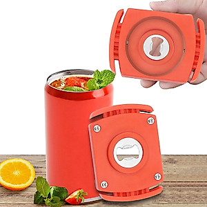 Can Opener Manual Hand Held Beer Safety Easy Camping Can Openers Smooth Edge Without Shards, Red