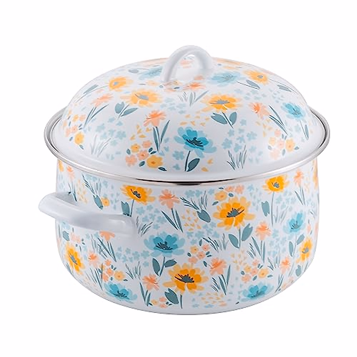 McSunley 6 Quart Porcelain Enamel Dutch Oven, Floral