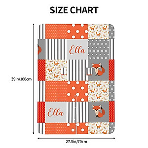 Personalized Fox Plaid Baby Infant Car Seats Canopy for Babies with Name, Custom Multi-use Blankets for Baby Boys Girls, Peekaboo Minky Nursing Breastfeeding Stroller Cover Canopies for Newborn