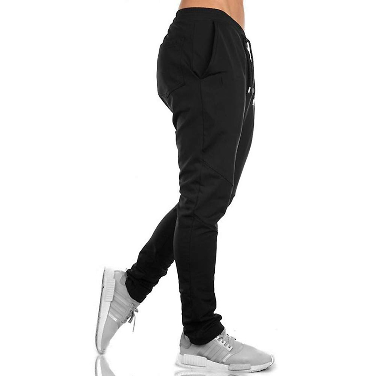 TBMPOY Men's Tapered Running Jogger Athletic Sweatpants Gym Training Pants Black M