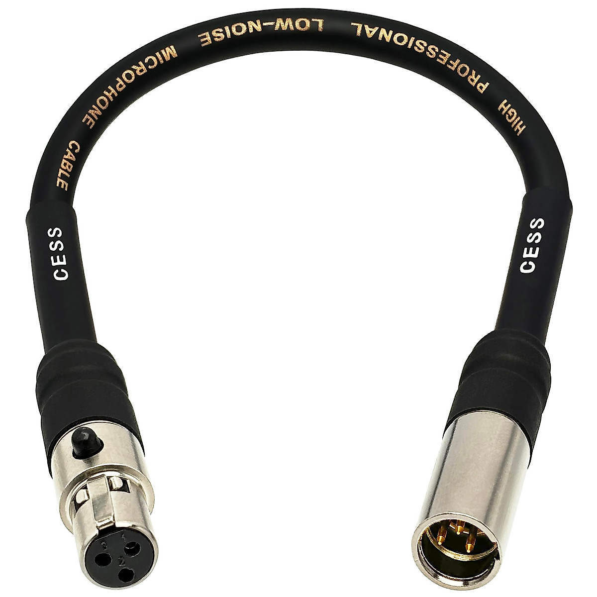 CESS-197 3 Pin Mini XLR Female to Male Cable - 6 Inch Length, Audio Adapter for Microphones, Mixers, and Sound Equipment