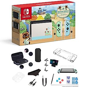 Newest Nintendo Switch - Animal Crossing: New Horizons Edition 32GB Console ,Green and Blue Joy-Con, 6.2" Multi-Touch 1280x720 Display, WiFi, Bluetooth, HDMI and GalliumPi 10-in-1 Case
