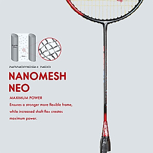 YONEX Smash Badminton Racquet (G4, 73 Grams, 28 lbs Tension) (Black Flash Red)