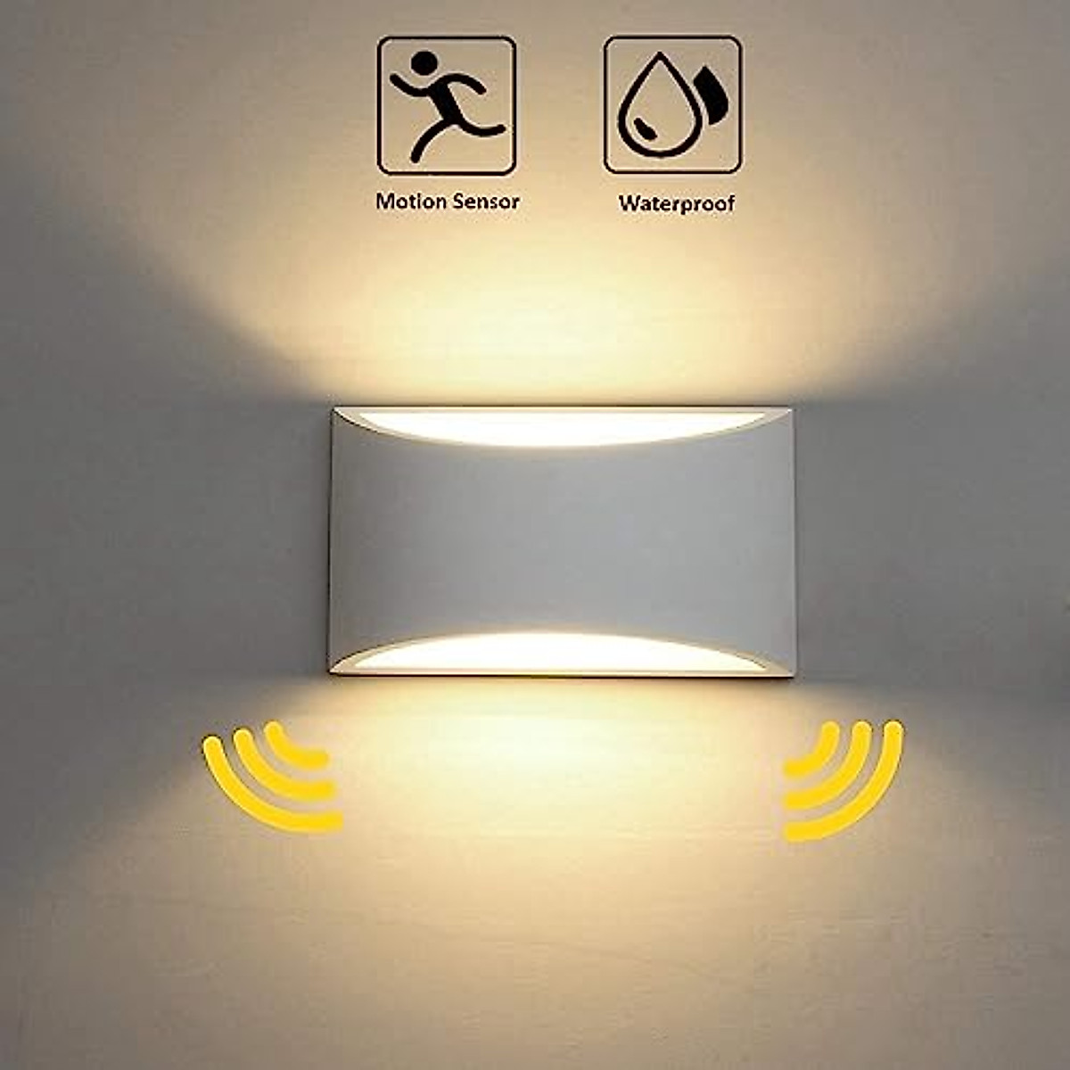 BAUFAS Motion Sensor LED Wall Lighting Sconce, 7W Warm Light Outdoor Waterproof Wall Lamp, Motion Detector Garden/Hallway/Pathway Porch Light