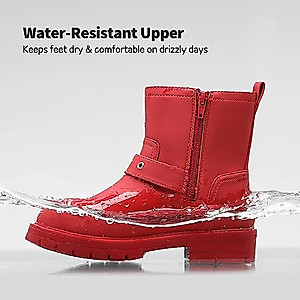 DREAM PAIRS Girls Ankle Booties Waterproof Side Zipper Boots Sdbo2305k Red Size 2 Little Kid