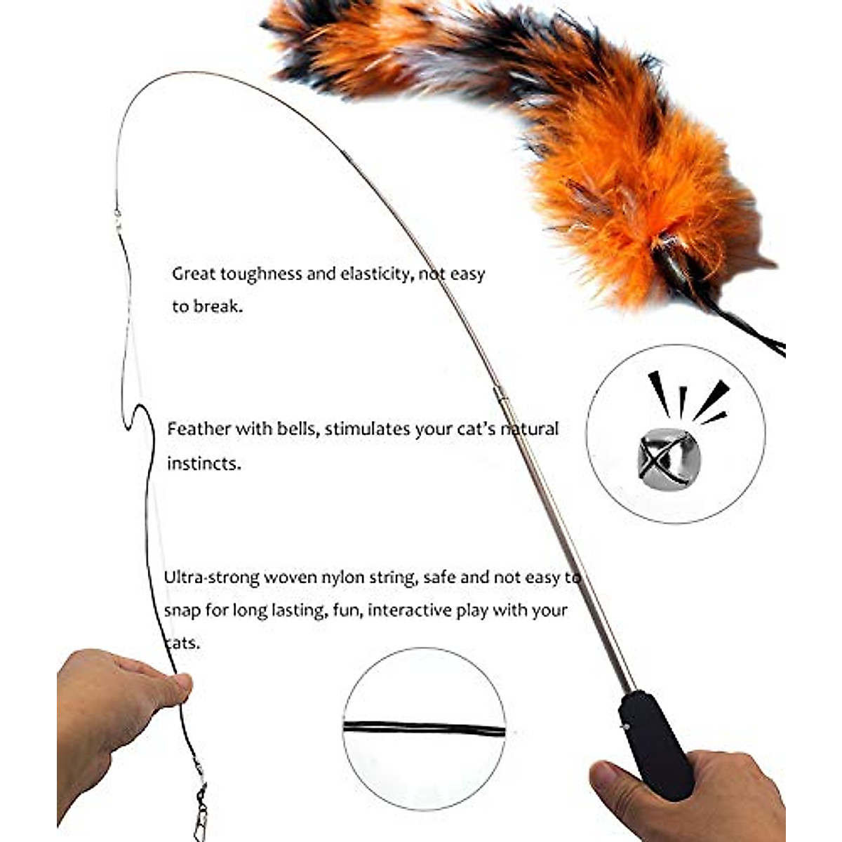 Cat Toys Set, Cat Retractable Teaser Wand, Catnip Fish, Interactive Cat Feather Toy, Mylar Crincle Balls, Two Cotton Mice, Four Fluffy Mouse