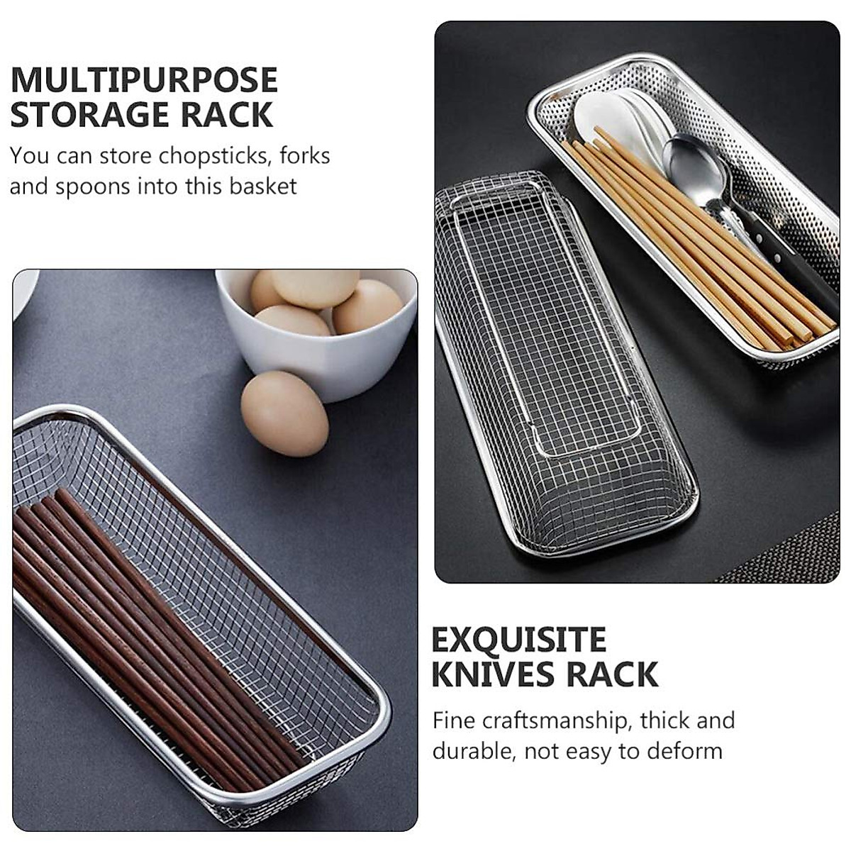 Cabilock Utensil Caddy Stainless Steel Cutlery Mesh Tray Utensils Silverware Kitchen Cabinet Drawer Organizer Tray Storage Basket for Kitchen Countertop Organization Silver Clear Silverware Organizer