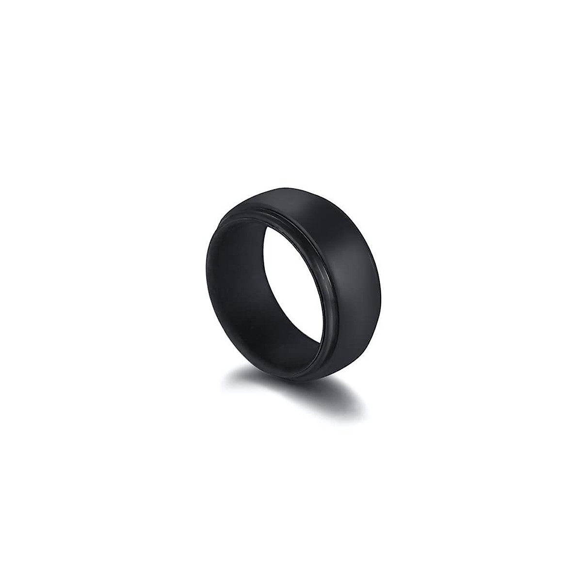 YUNGELX Customize Best Friend Ring for 2 Silicone Sun Moon Couple Ring 8MM Black + Rose Pink Breathable Silicone Rubber Step Edge Dome Comfort Fit Wedding Band Promise Engagement Rings Set