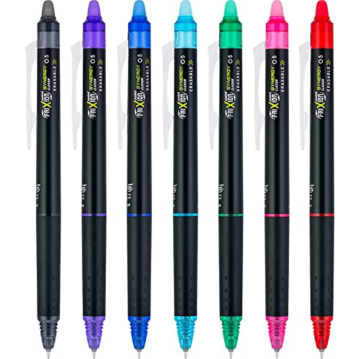 PILOT Pen 17478 FriXion Synergy Clicker Erasable, Refillable & Retractable Gel Ink Pens, Extra Fine Point, Assorted Ink Colors, 7-Pack