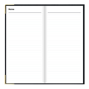 Letts of London Classic Weekly/Monthly Planner, 12 Months, January to December, 2024, Gold Corners, Vertical, Slim Size, 6.625" x 3.25", Black (C32SUBK-24)