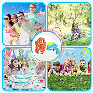 2 in 1 Bubble Gun Bubble Machine for Toddlers Kids, 2 Modes Large and Rich Small Bubbles for Kids 3-5 with Bubble Solution, Bubble Wand for Kids Outdoor Toys Birthday Gifts for 3 4 5 6 7 8 Years Old