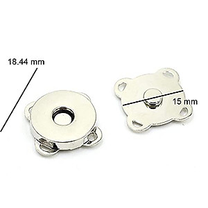 10 Sets Sew in Magnetic Bag Clasps Button Snaps Clasps Magnet Button for Purses Handbag Clothes Scrapbooking Closure Fastener Sewing Craft DIY (Silver,15mm)