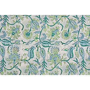 Trade Star 100% Cotton 3 Yard Fabric Hand Block Print Natural Fabric for Dressmaking Floral Print Fabric by The Yard Beautiful Fabric for Baby Dresses (Pattern 3)