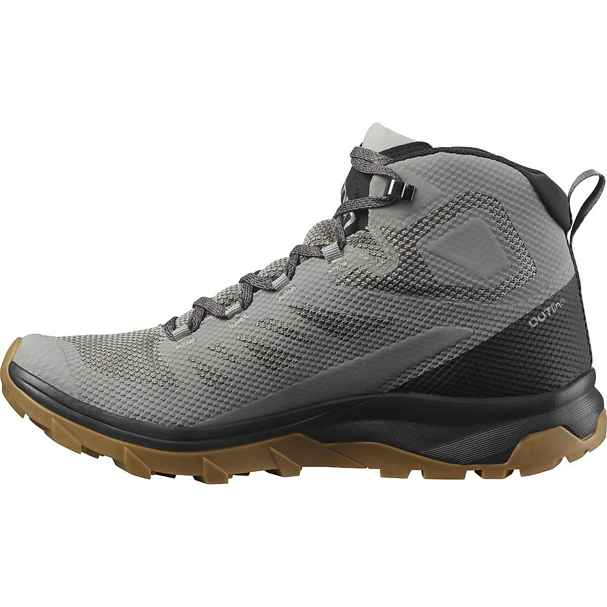 Salomon Outline Mid Gore-TEX Hiking Boots for Men, Black/Beluga/Capers, 7