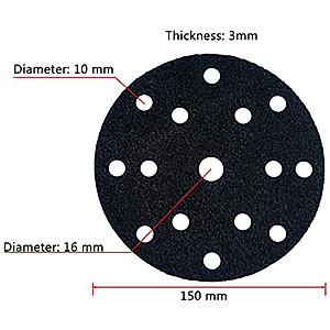 6 inch 15 Holes Premium Hook and Loop Pad Saver for Random Orbital Sanders Pads notably extends The Backing pad´s Lifetime,Multi Hole Pad Protector