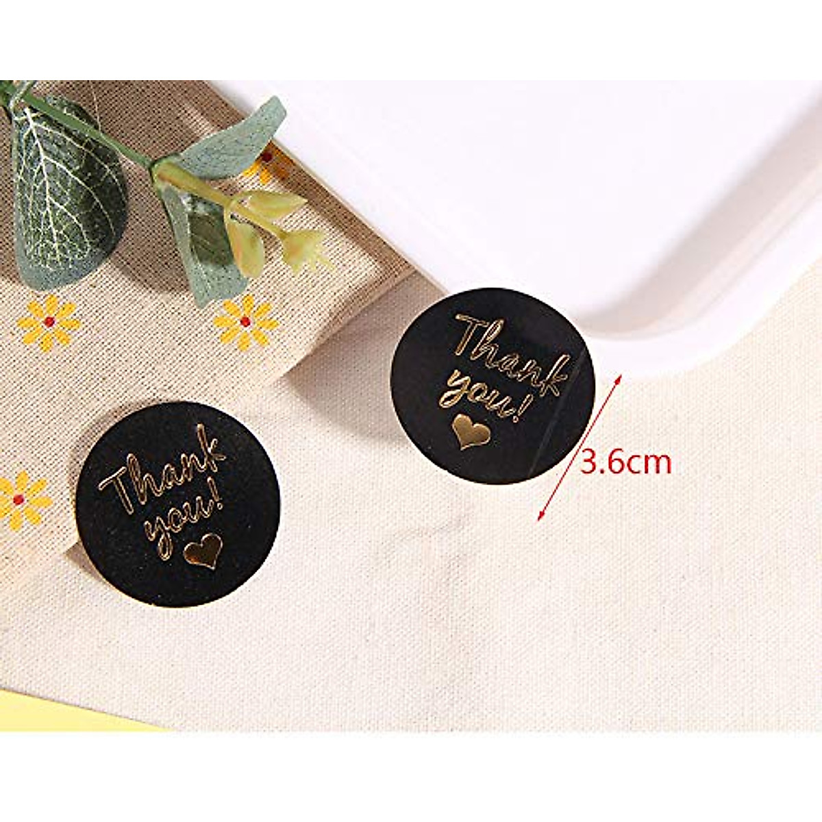 SUKPSY 20 Sheet(240 Pcs) Thank You Love Stickers Black Round Gold Foil Fonts Sealing Sticker Label for Business,Boxes,Packaging Bags,Envelopes,Baking DIY Gift Stickers