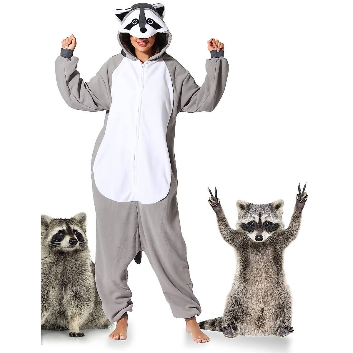ofodoing Adult Animal One-piece Pajamas Cosplay Animal Homewear Sleepwear Jumpsuit Costume for Women Men