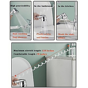 cakuuma Sink Faucet Hose Sprayer Attachment handheld Sink Sprayer with 6 Adapters & ON/Off Extension Salon Shampoo Hose Shower Head for Hair Washing Baby Bath Pet Rinse (4ft, Silver) (XP-HS002)