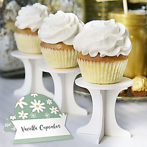 Big Dot of Happiness Sage Green Daisy Flowers - Floral Party Tent Buffet Card - Table Setting Name Place Cards - Set of 24