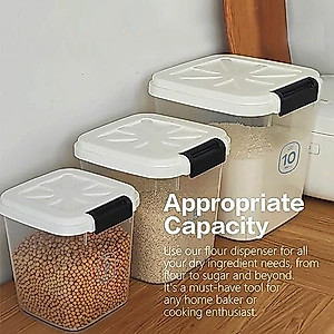LivLab 10LBS Flour Container - Rice Dispenser 10LBS/5KG/5Qt Food Cereal Container Bins with Measuring Cup for Household Pantry Organization (10 LBS)