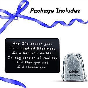 Engraved Wallet Insert Card Husband Gifts from Wife Boyfriend Gifts Anniversary Valentines Gifts for Men I'd choose you Metal Cards Birthday Card Gifts for Husband Wedding Day Gift for Groom Fiance