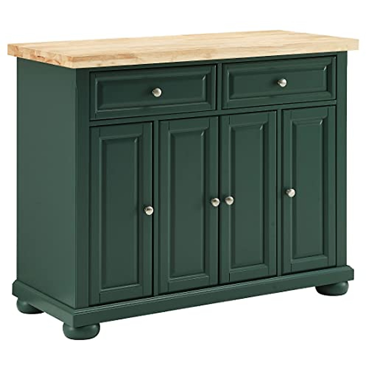 Crosley Furniture Madison Madison Rolling Kitchen Island Cart, Microwave Stand, Coffee Bar, with Shelves and Drawers, Emerald Green