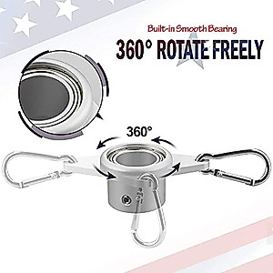 Loretoy Flagpole Ring Set with Bearings, Aluminum Alloy Flag Pole Rings, 360°Rotating Flag Mounting Ring, Spinning Flag Pole Clips Kit with Carabiner for 0.75-1.0 Inch Diameter Flagpole|Silver-2 Pack