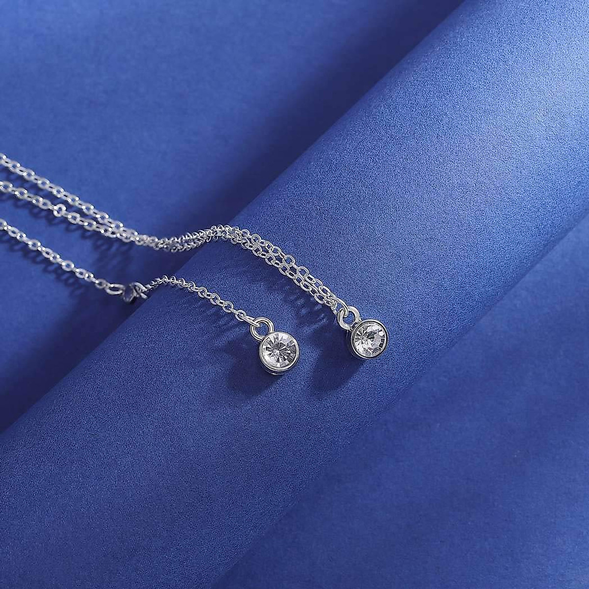 Bomine Back Necklace Crystal Dropback Body Chain Wedding Body Jewelry for Women (Silver)