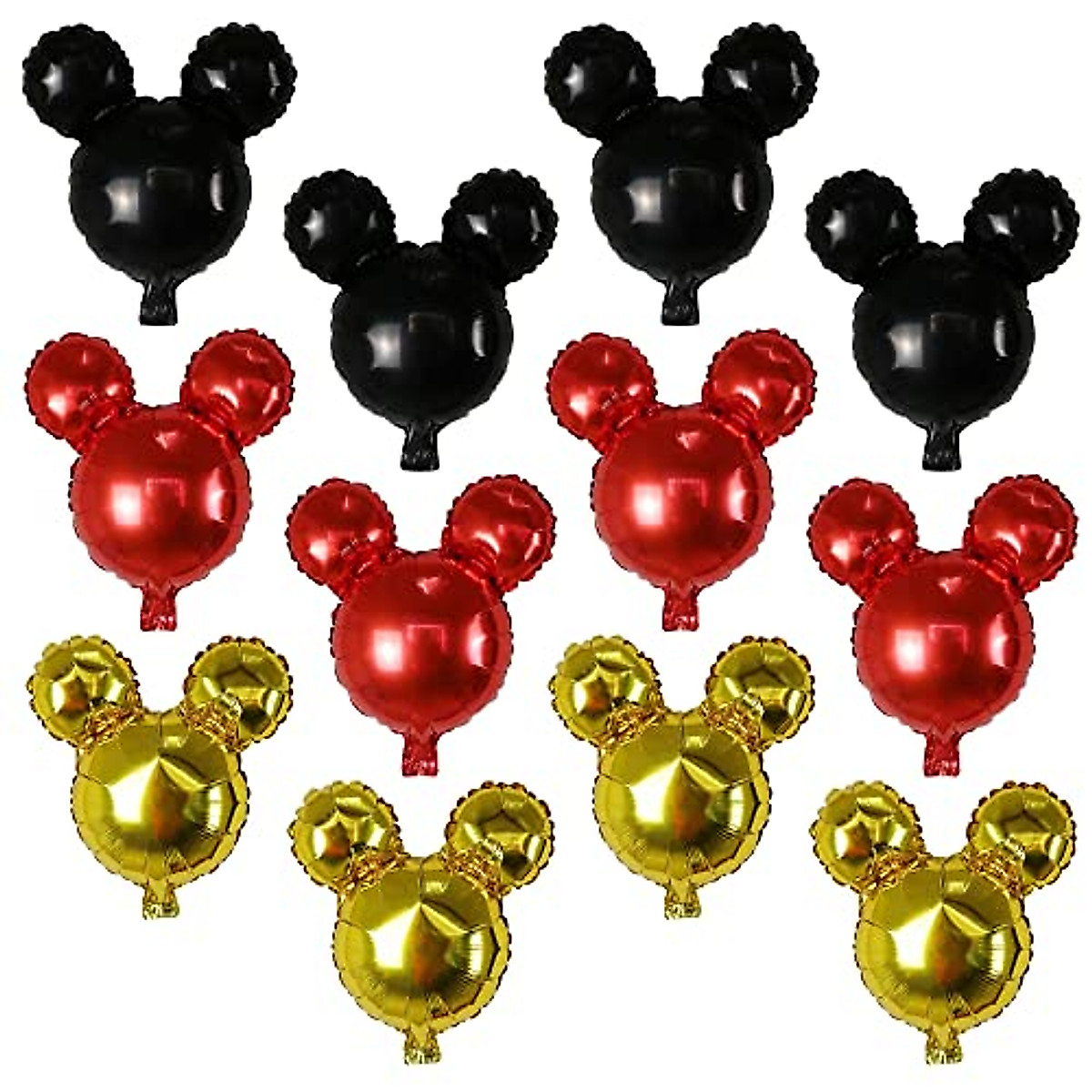 12PCS Mouse Foil Balloons for Baby Shower/Gender Reveal/Wedding Party Decoration Supplies-Black Yellow Red(18inch）