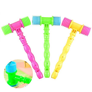 NUOBESTY 12pcs Hammer Pounding Toy Plastic Gavel Squeaky Toy Carnival Hammer with Whistle Music Sound Toys for Birthday April Fools Day Jokes Party Supplies