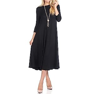 iconic luxe Women's A-Line Swing Trapeze Midi Dress Small Black
