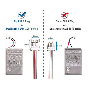 ElecGear 2PC Replacement Battery Pack for PS4 Controller V1-3, 1500mAh Li-ion Rechargeable Battery for PlayStation 4 DualShock CUH-ZCT1 Series LIP1522 with Big Plug, Repair Tool Kit Included
