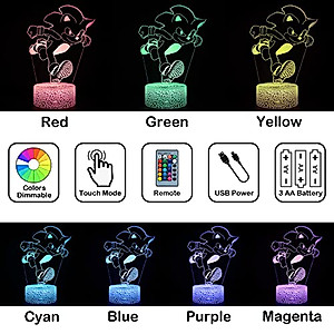 Magiclux 3D Illusion Sonic Night Light, Anime Hedgehog Desk Lamp with Remote Control Kids Bedroom Decoration, Sonic Toys Gifts for Boys Girls