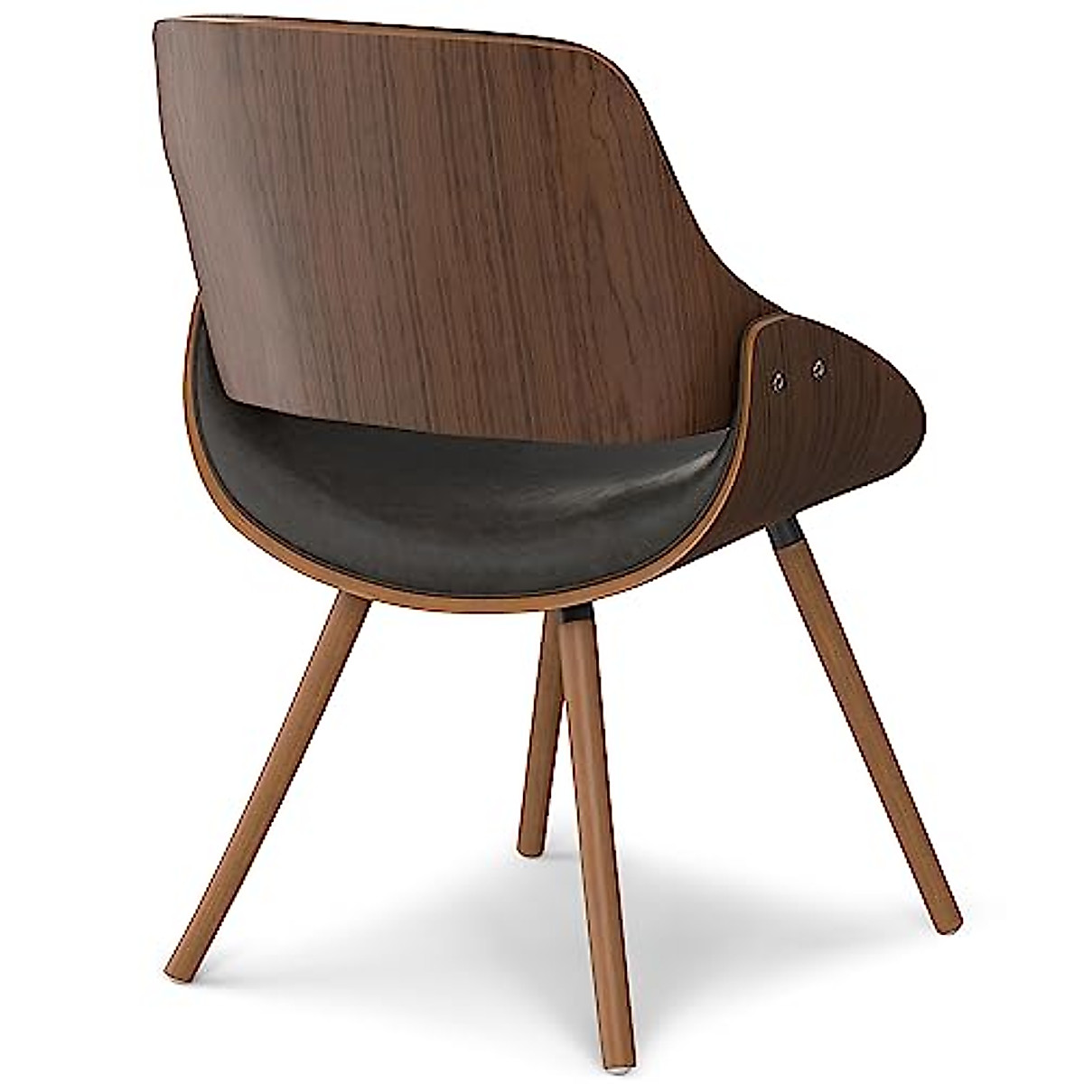 SIMPLIHOME Malden Dining Chair in Distressed Brown Vegan Leather, 22.8" W x 20.9" D x 30.9" H, Mid-Century Modern Wood Back Chair for Dining Room